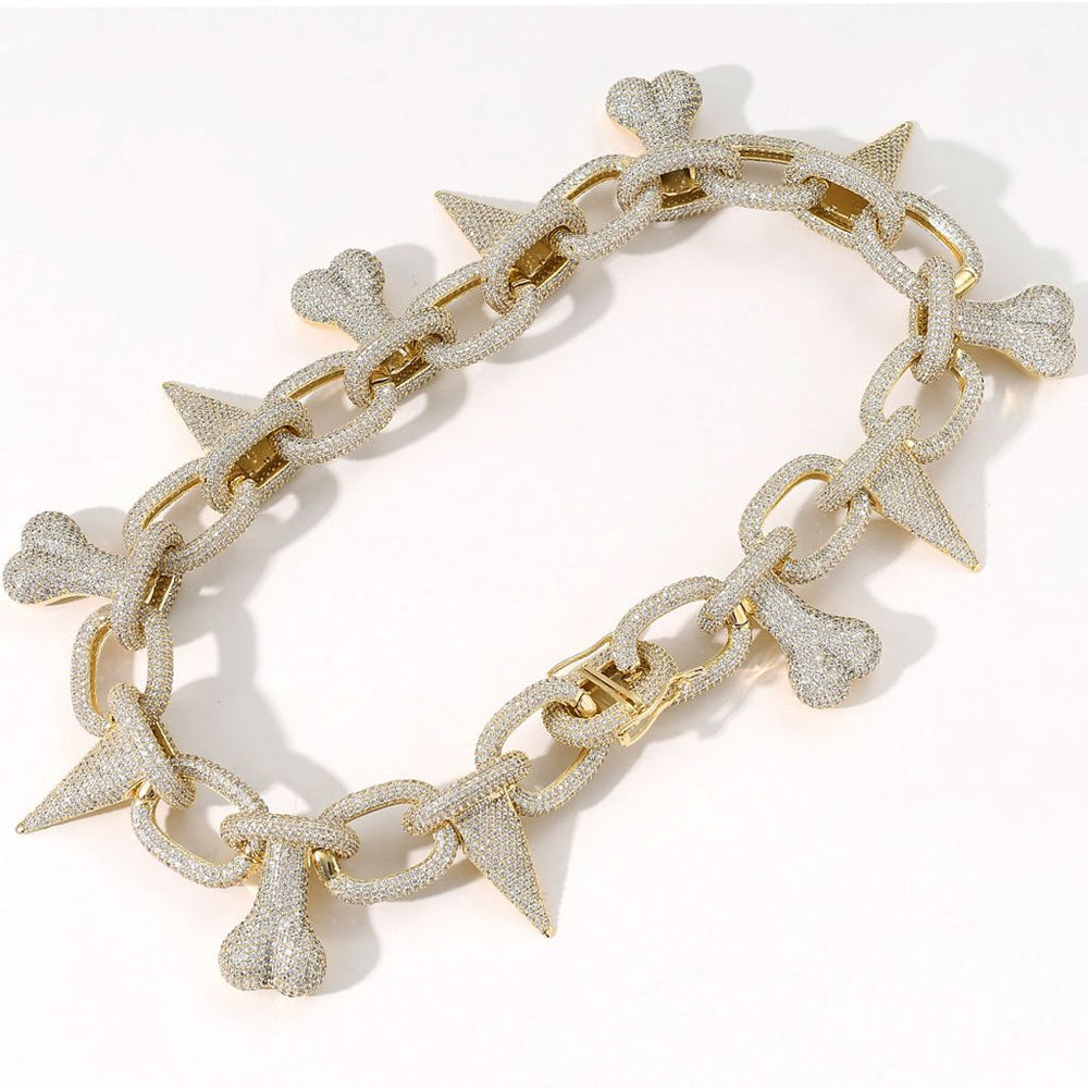 Spiked Cuban Chain Link with 37mm Spike or 35mm Bones
