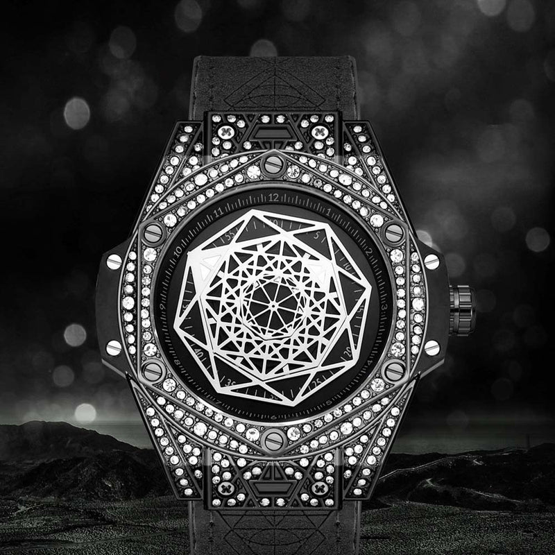 Hip-hop Style Black Diamond Watch