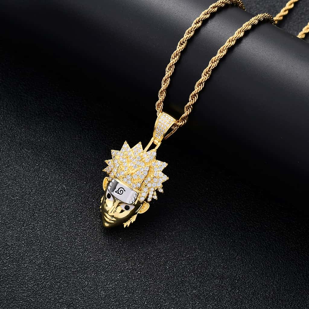Diamond Naruto Uzumaki gold pendant jewelry