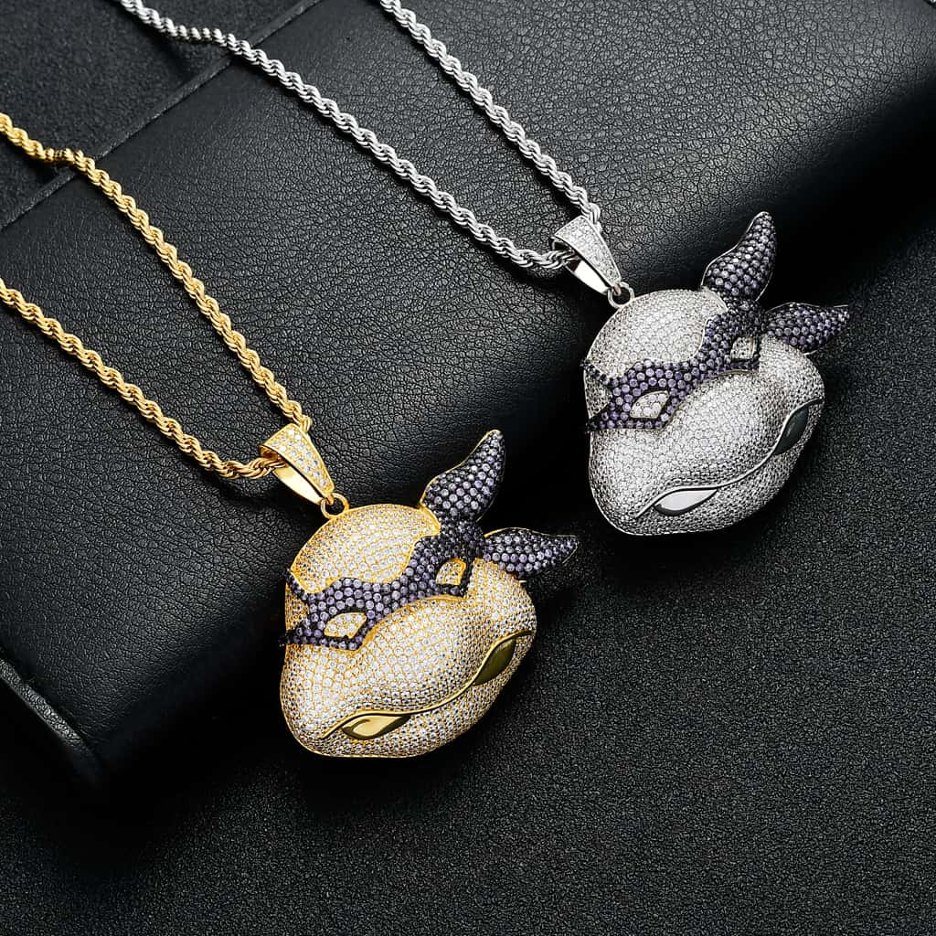 Ninja Turtles gold pendant necklace for hiphop fans